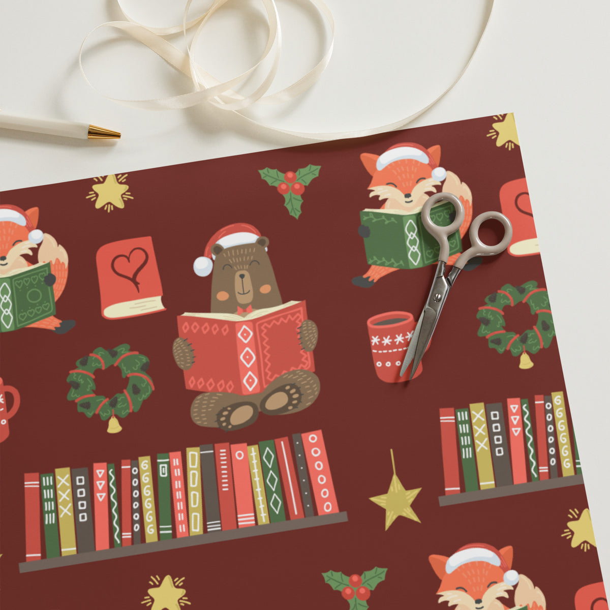 Bookish Holiday Wrapping Paper